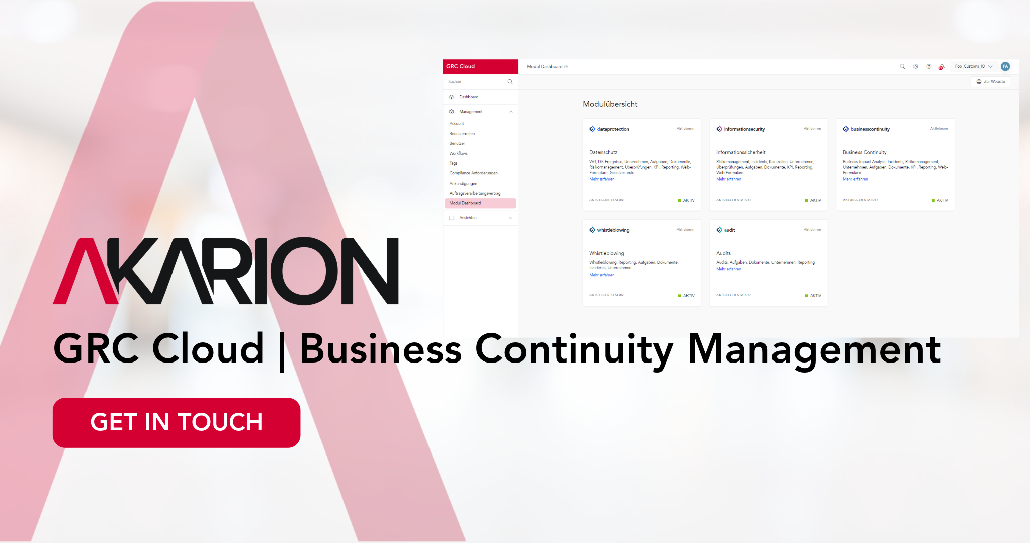 BCM Add-on | AKARION GRC Cloud